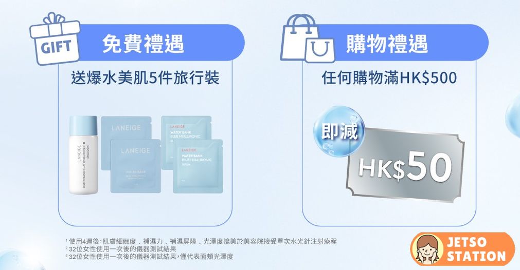 免費換領 LANEIGE爆水美肌5件旅行裝 - Jetso Station 免費試用情報站